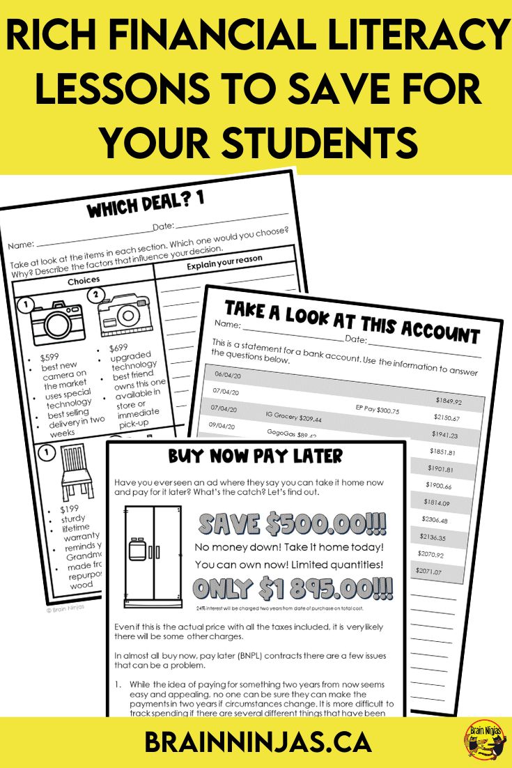 Rich Financial Literacy Lessons to Save For Your Students - Ninja Notes