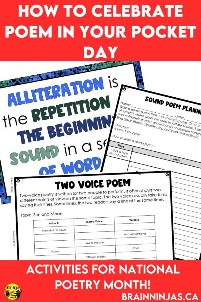 How to Celebrate Poem in Your Pocket Day - Ninja Notes