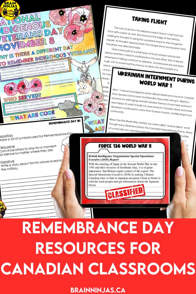 Remembrance Day Resources for Canadian Classrooms - Ninja Notes