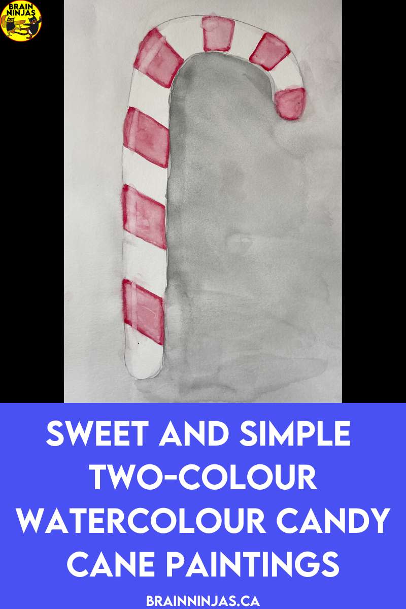 Sweet and Simple Two-Colour Watercolour Candy Cane Paintings - Ninja Notes